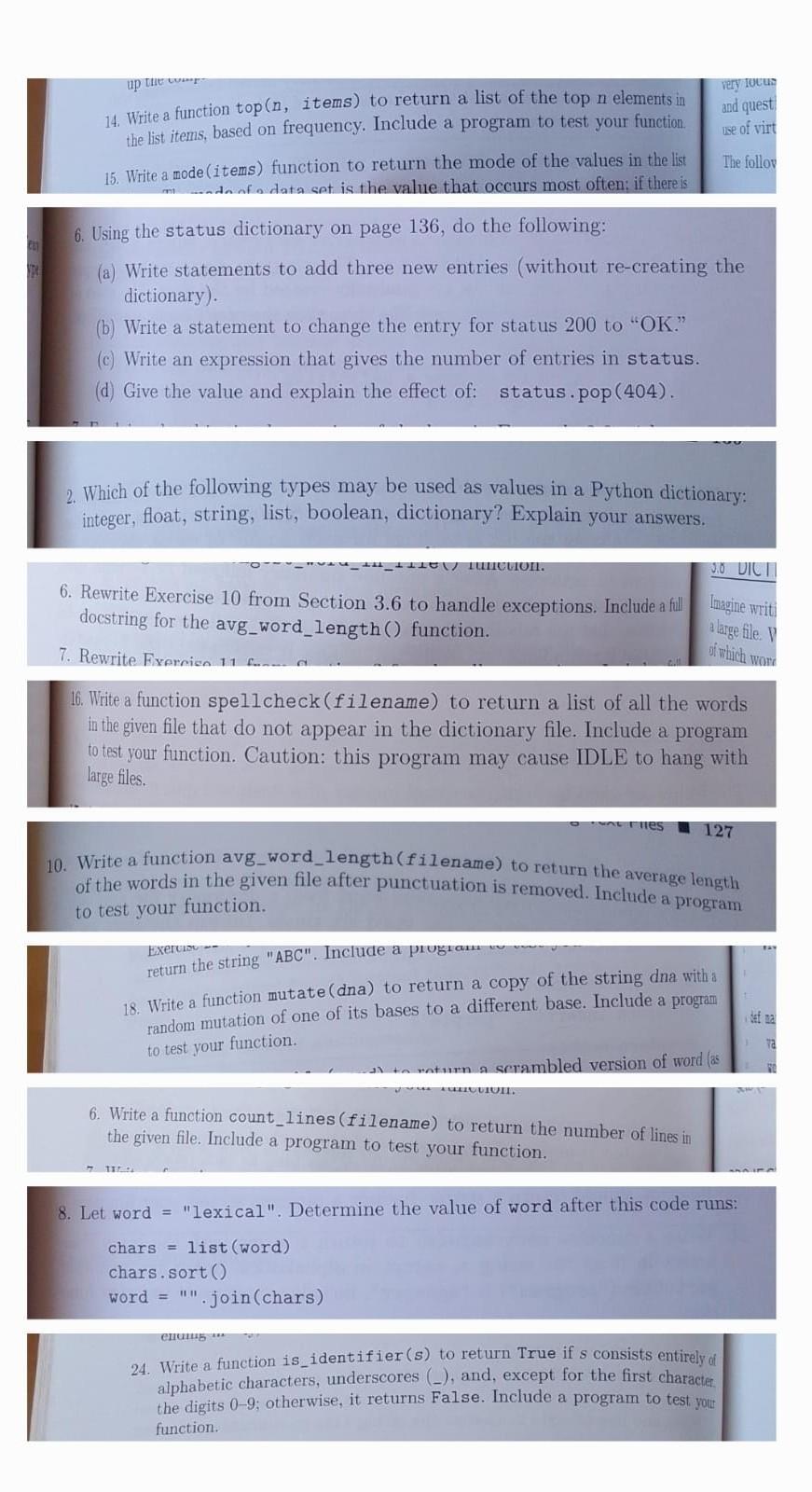 Solved 14. Write a function top( n, items) to return a list | Chegg.com