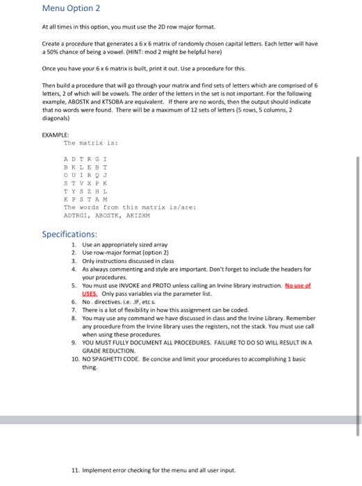 Solved Menu Option 1 (25pts) Create a menu driven program | Chegg.com