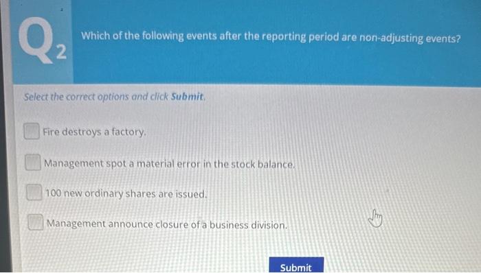 Solved Which of the following events after the reporting | Chegg.com