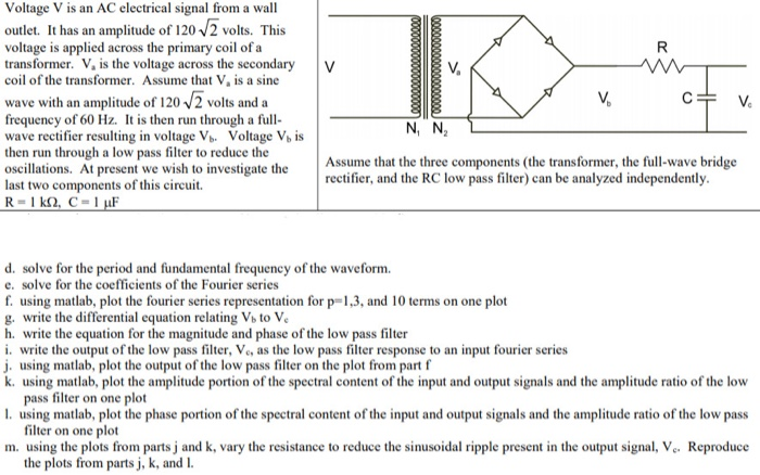Voltage V is an AC electrical signal from a wall | Chegg.com