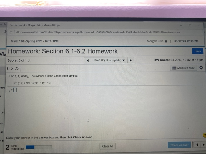 Solved wphp Do Homework - Morgan Reid - Microsoft Edge | Chegg.com