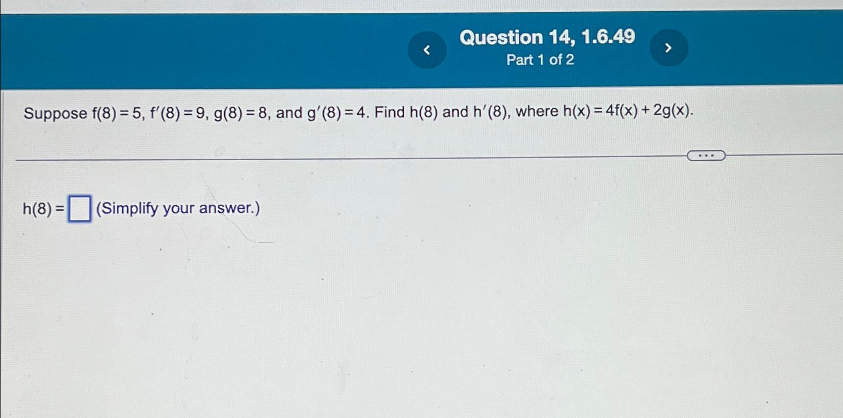 Solved Question 14, 1.6.49Part 1 ﻿of 2Suppose | Chegg.com