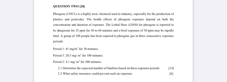 Solved QUESTION TWO [20]Phosgene ( COCl2 ) ﻿is a highly | Chegg.com