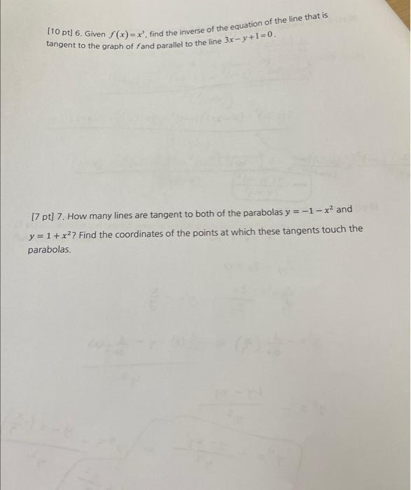 Solved [10 pt] 6. Given f(x)=x3. find the inverse of the | Chegg.com