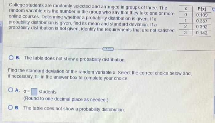 Solved College students are randomly selected and arranged | Chegg.com