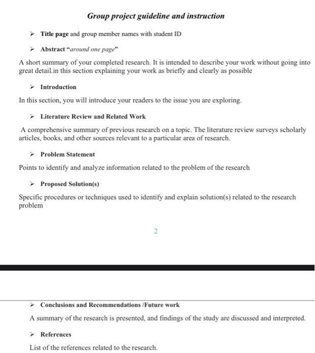 Solved Group project guideline and instruction Title page | Chegg.com