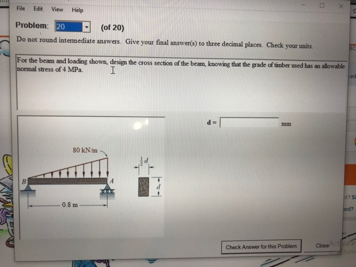 Solved File Edit View Help Problem: 20 (of 20) Do not round | Chegg.com
