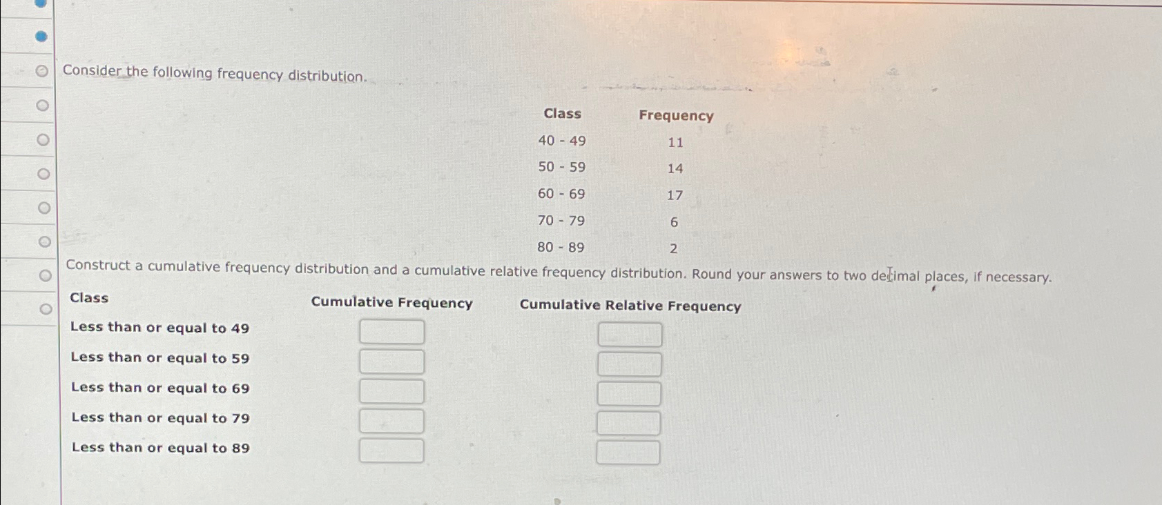 Solved Consider the following frequency | Chegg.com