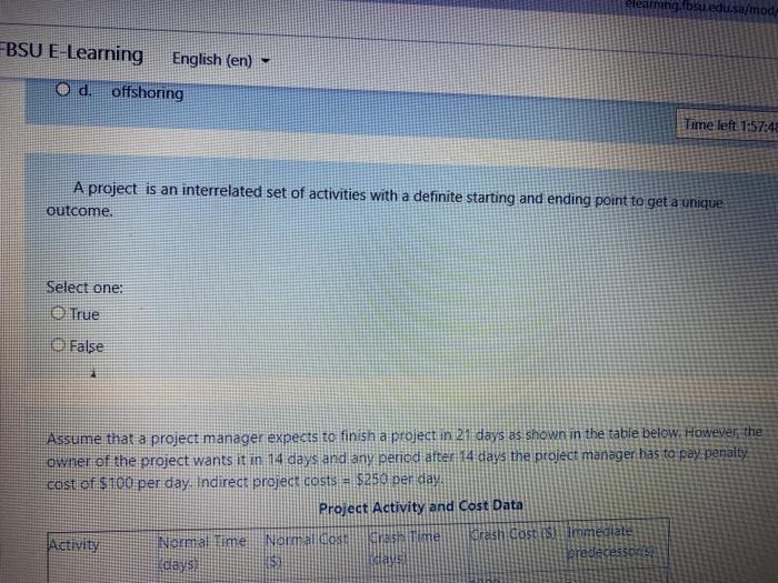 Solved elearning.bsu.edu.sa/mod EBSU E-Learning English (en) | Chegg.com