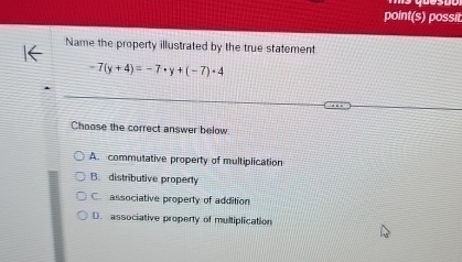 Solved Name the property illustrated by the true | Chegg.com