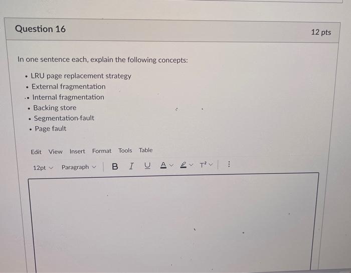 Solved In one sentence each, explain the following concepts: | Chegg.com