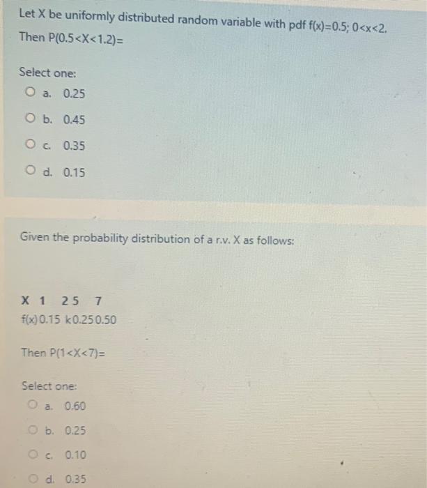 Solved Let X be uniformly distributed random variable with | Chegg.com