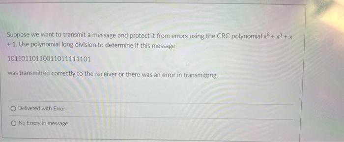 Solved Suppose we want to transmit a message and protect it | Chegg.com