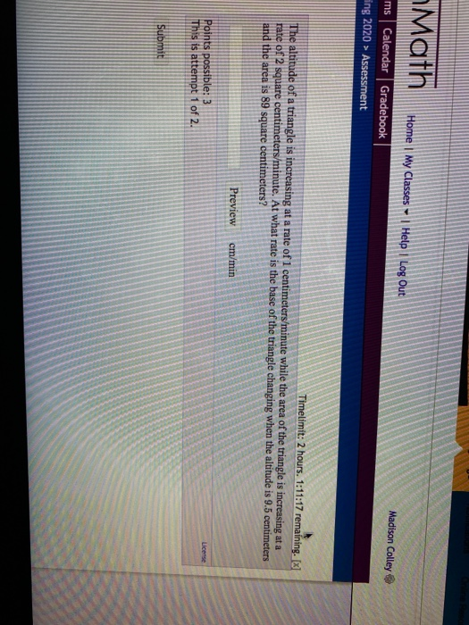 Solved Math Home | My Classes Help Log Out Madison Colley ms | Chegg.com