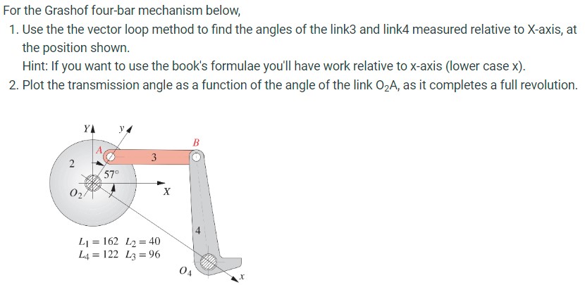 Solved For the Grashof four-bar mechanism below,Use the the | Chegg.com