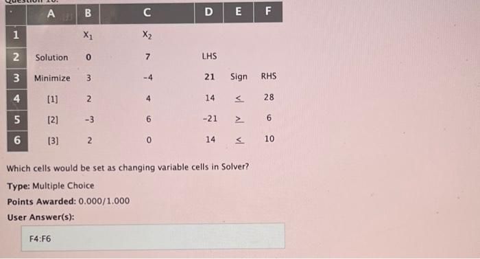Solved Which cells would be set as changing variable cells | Chegg.com