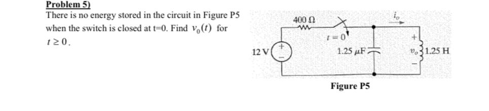 Solved Problem 5)There is no energy stored in the circuit in | Chegg.com