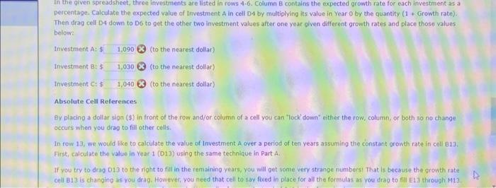 Solved A Microsott Excel spreadsheet is laid out in a grid | Chegg.com
