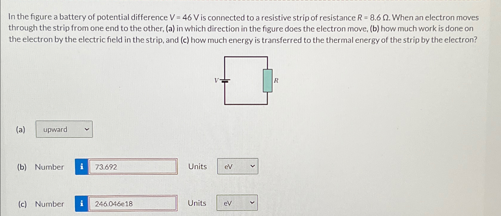 Solved In the figure a battery of potential difference V=46V | Chegg.com