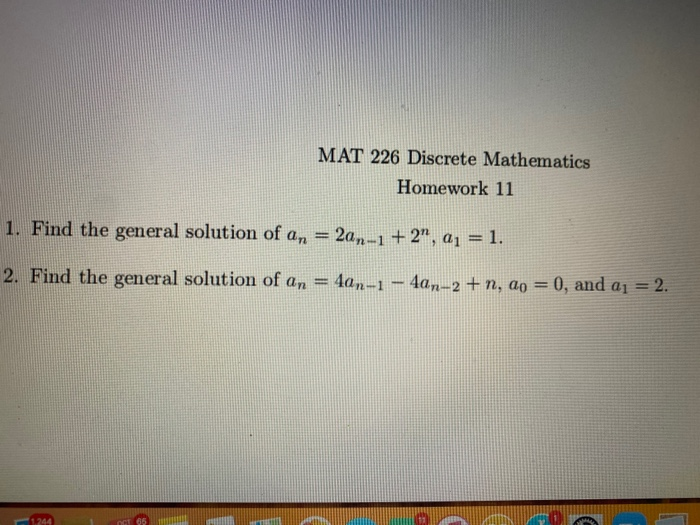 Solved MAT 226 Discrete Mathematics Homework 11 1. Find the | Chegg.com