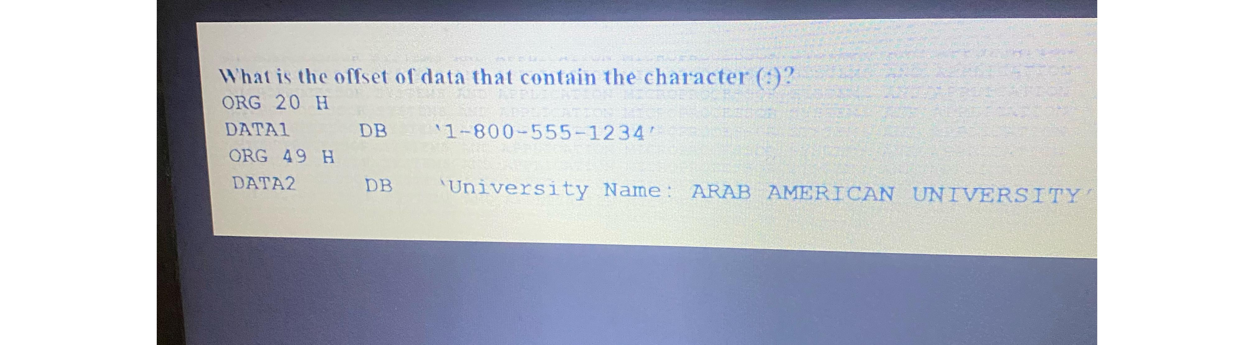 Solved What is the offset of data that contain the character | Chegg.com