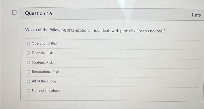 Solved Which of the following organizational risks deals | Chegg.com