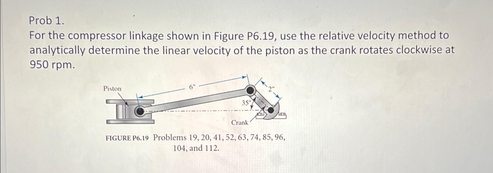 Solved Prob 1.For the compressor linkage shown in Figure | Chegg.com