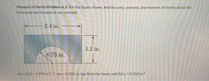 Solved Moment of Inertia Problem A.3: For the figure shown, | Chegg.com