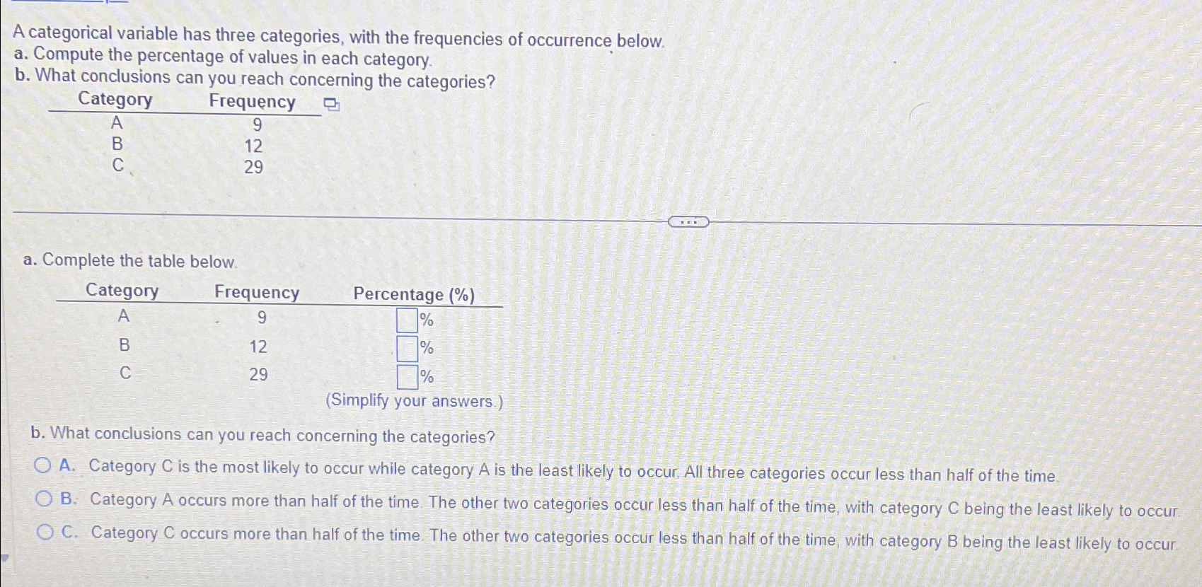 A categorical variable has three categories, with the | Chegg.com