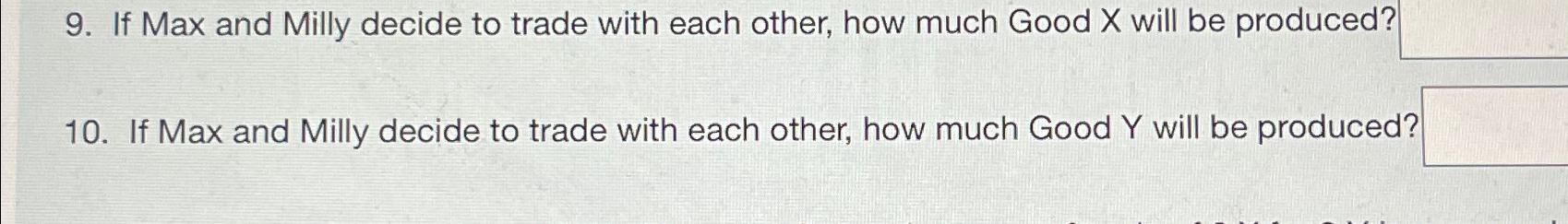 Solved If Max and Milly decide to trade with each other, how | Chegg.com