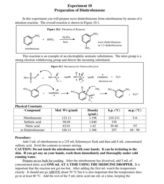 Solved Experiment 10 Preparation of Dinitrobenzene In this | Chegg.com