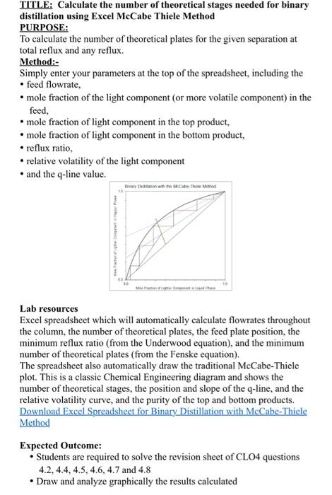 TITLE: Calculate the number of theoretical stages | Chegg.com