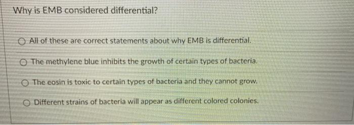 Solved Why is EMB considered differential? All of these are | Chegg.com