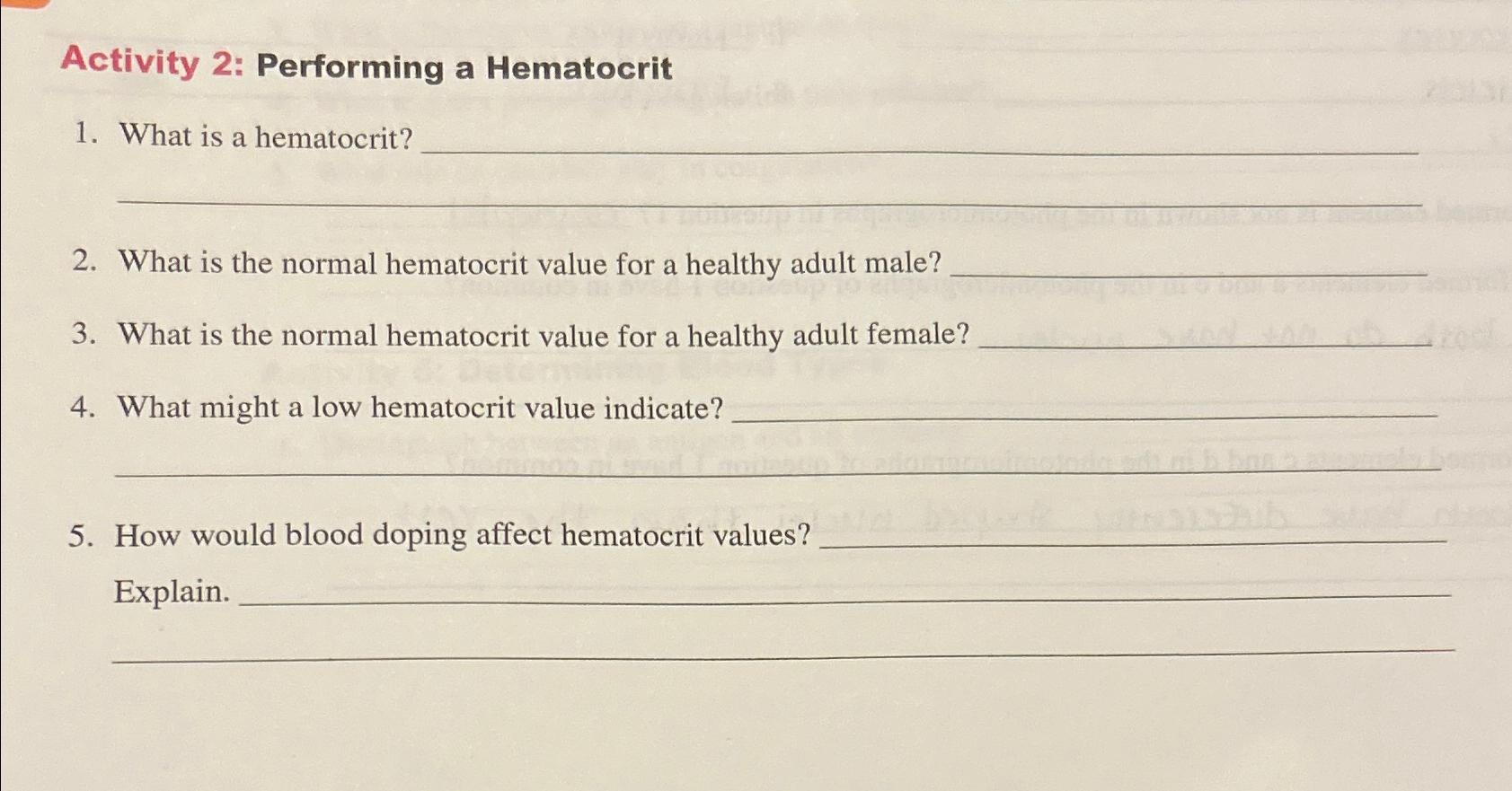 Solved Activity 2: Performing a HematocritWhat is a | Chegg.com