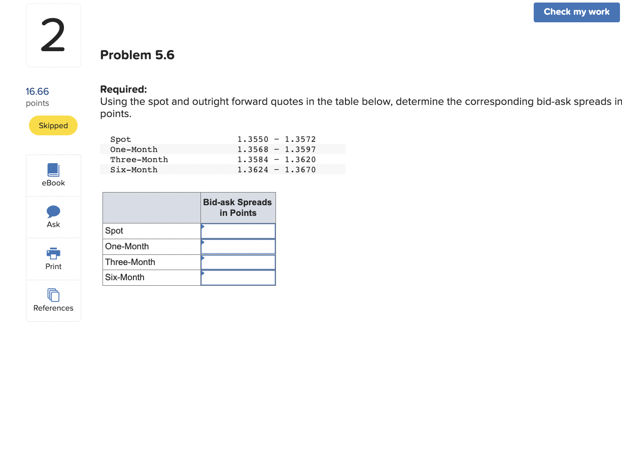 Solved Required:Using the spot and outright forward quotes | Chegg.com