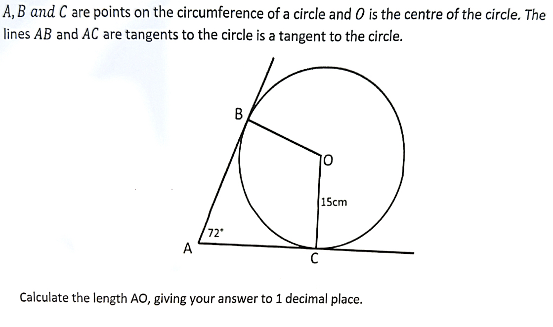 Solved A,B ﻿and C ﻿are points on the circumference of a | Chegg.com