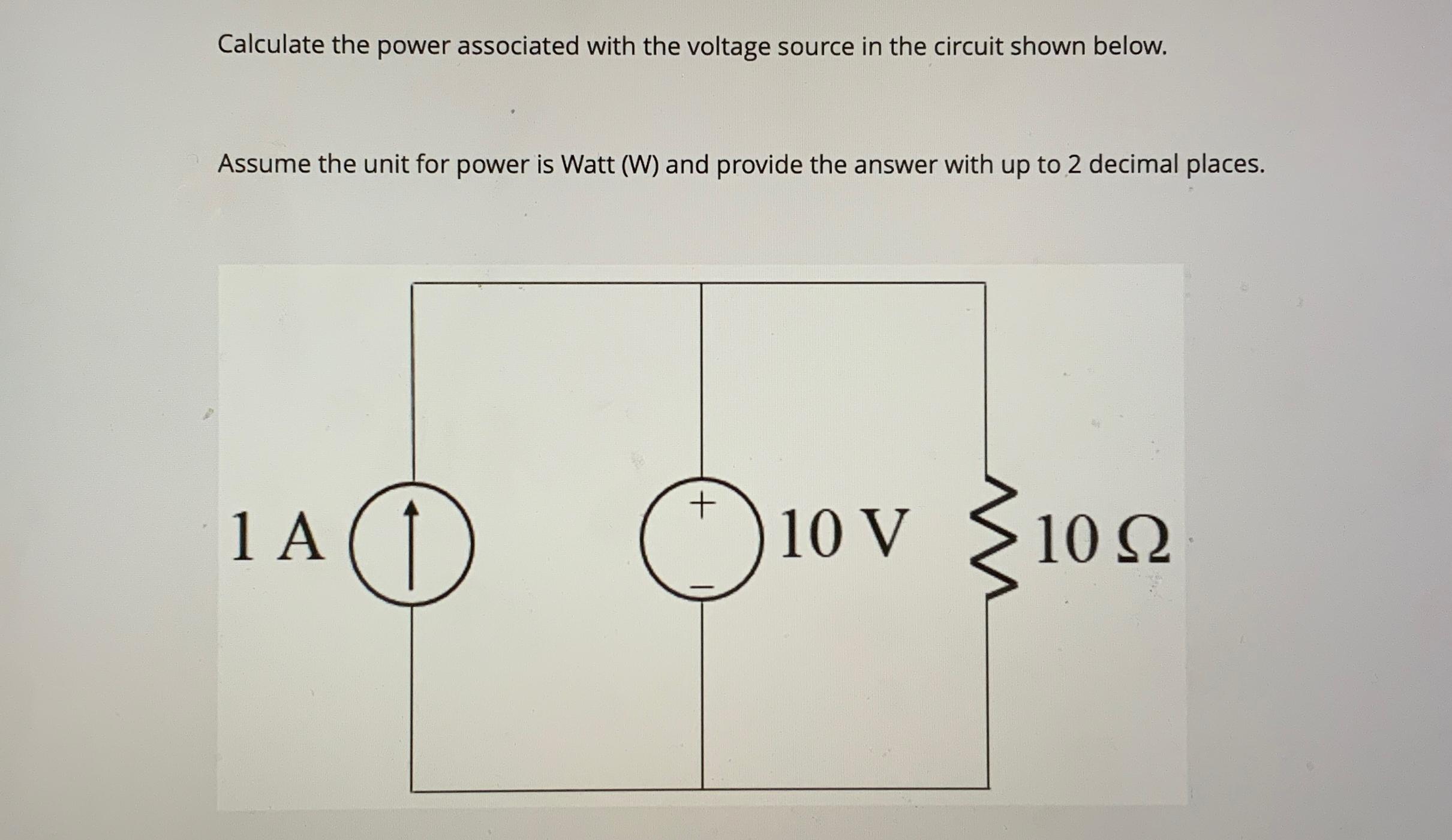 Solved Calculate the power associated with the voltage | Chegg.com