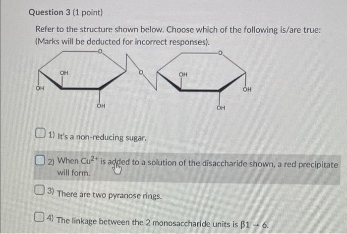 Solved Question 3 (1 point) Refer to the structure shown | Chegg.com