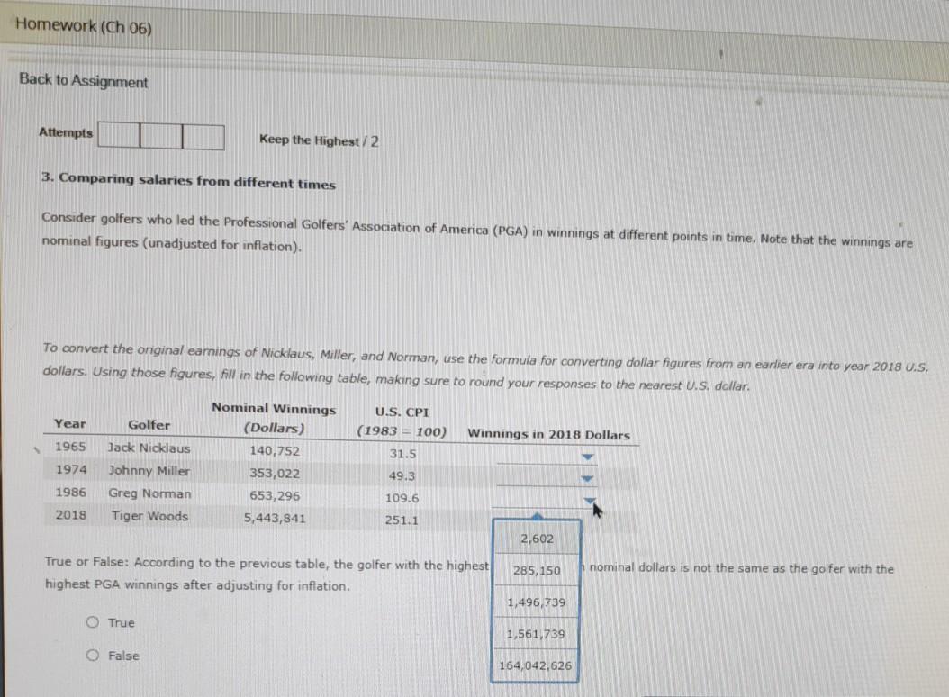 Solved Homework (Ch 06) Back to Assignment Attempts Keep the | Chegg.com