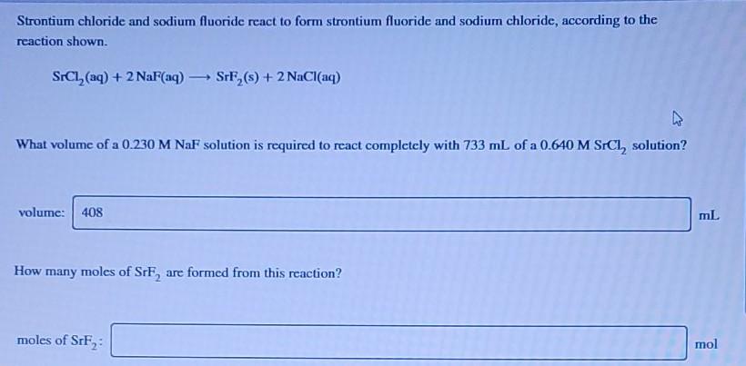 Solved Strontium chloride and sodium fluoride react to form | Chegg.com