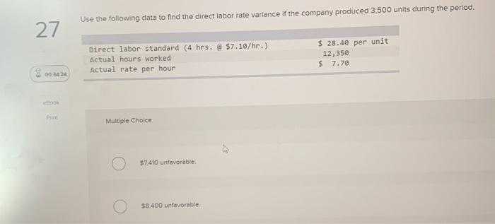 Solved Use the following data to find the direct labor rate | Chegg.com