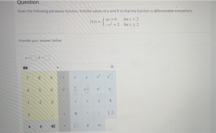 Solved given the following piecewise function find the | Chegg.com