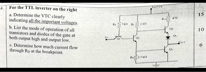 For the TTL inverter on the right a. Determine the | Chegg.com