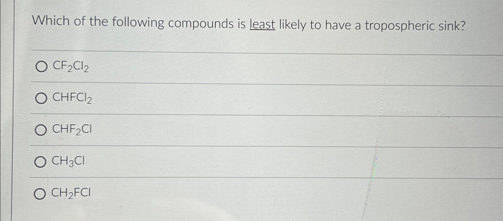 Solved Which of the following compounds is least likely to | Chegg.com