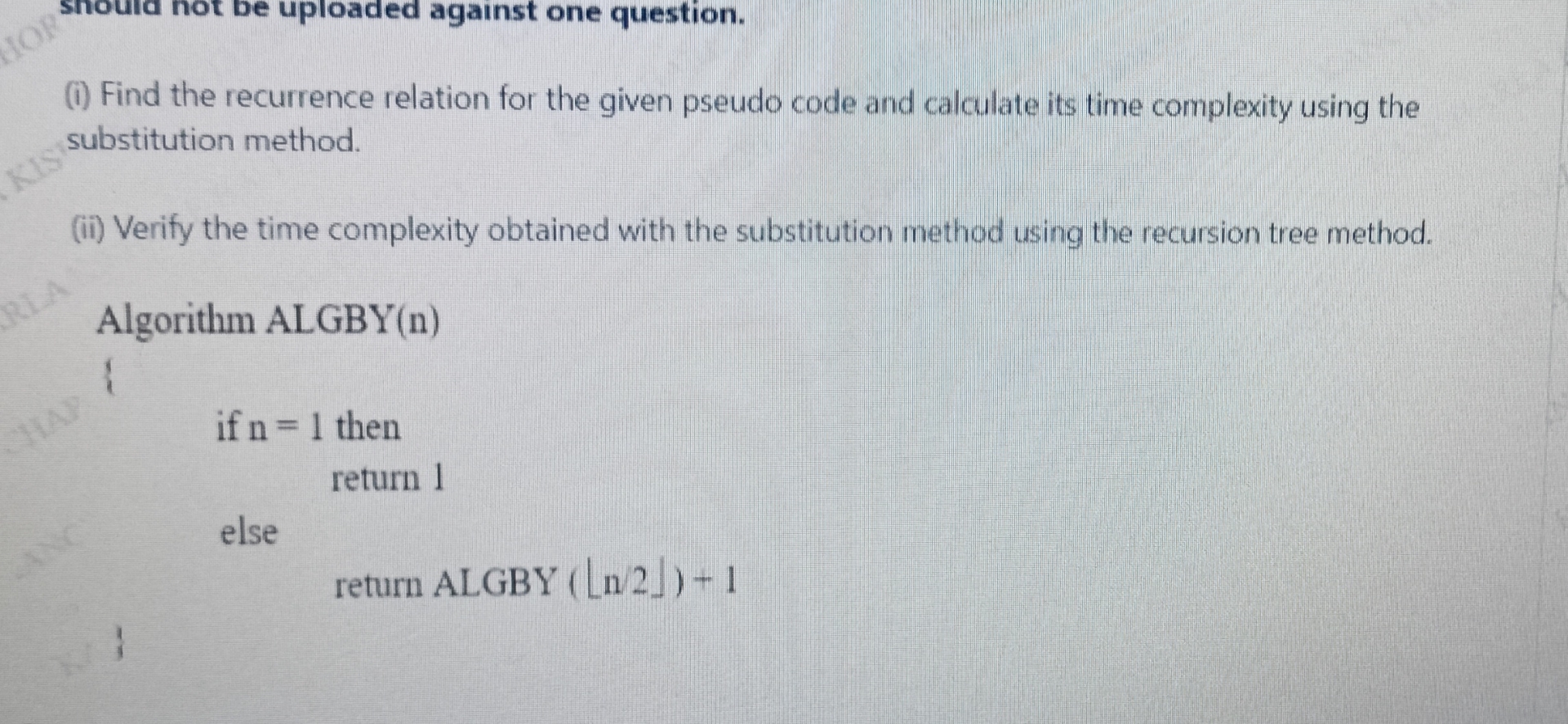 (i) ﻿Find the recurrence relation for the given | Chegg.com