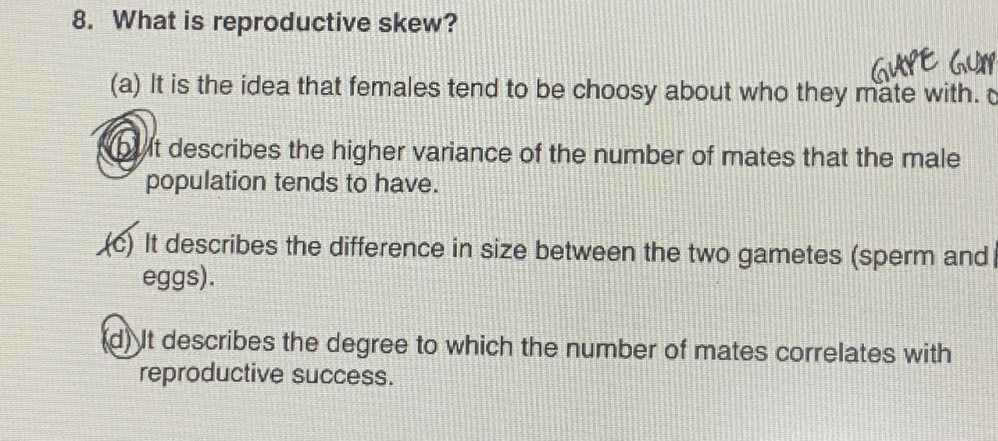 Solved What is reproductive skew?(a) ﻿It is the idea that | Chegg.com