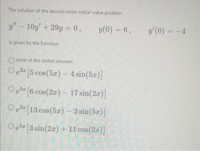 Solved The solution of the second-order initial-value | Chegg.com