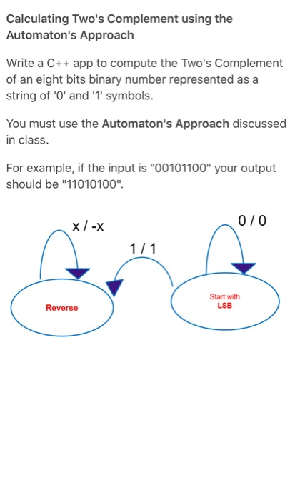 Solved Calculating Two's Complement using the Automaton's | Chegg.com