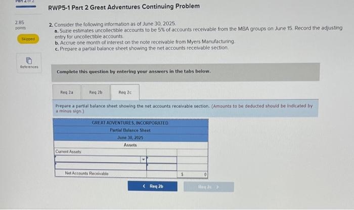 RWP5-1 Port 2 Great Adventures Continuing Problem 2. | Chegg.com