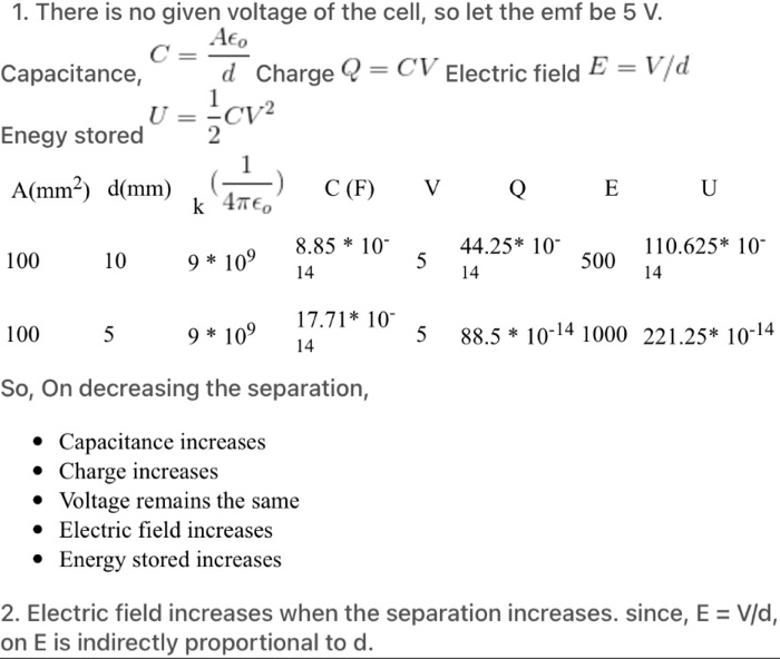 Solved Experiment 2: Changing capacitor area 2A. Changing | Chegg.com